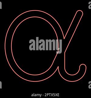 Neon alpha greek symbol small letter lowercase font red color vector ...