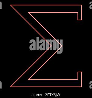Neon sigma greek symbol capital letter uppercase font red color vector ...