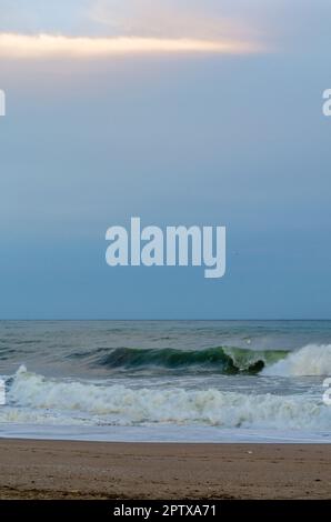 Rough seas during a storm, seen from Fuengirola beach, Costa del Sol ...