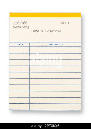 Library book checkout card Stock Photo - Alamy