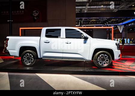 Forthcoming EV version of the Dadao pickup truck from JMC on display at ...