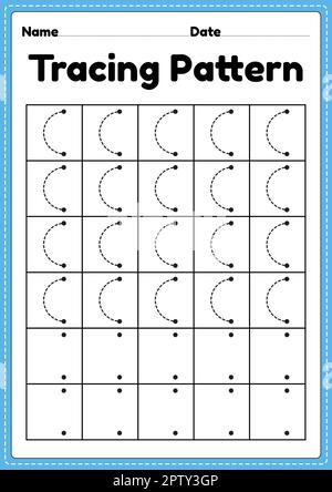 Tracing pattern left curve lines worksheet for kindergarten, preschool ...