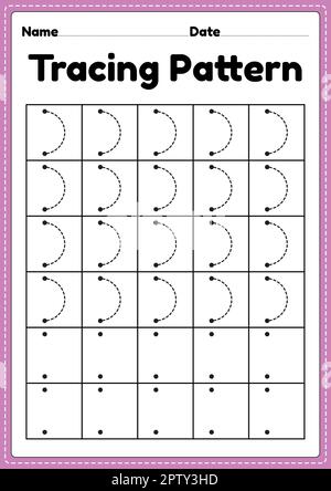 Tracing pattern right curve lines worksheet for kindergarten, preschool ...