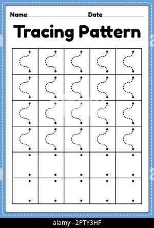 Tracing pattern wave lines worksheet for kindergarten, preschool and ...