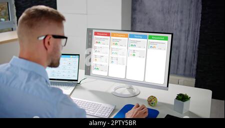 Scrum Agile Project On Desktop Computer Screen Stock Photo - Alamy