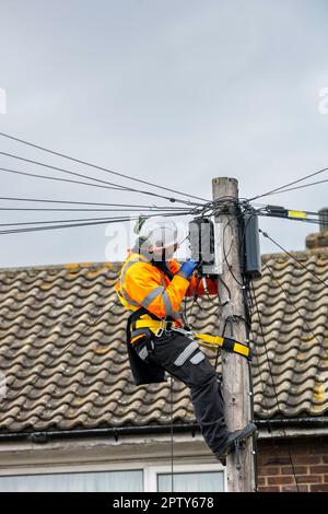 Installation of domestic full fibre broadband to a house FTTH with two ...