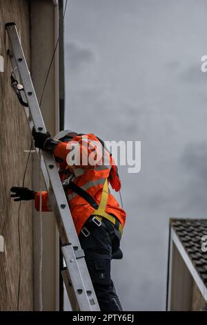Installation of domestic full fibre broadband to a house FTTH with two ...