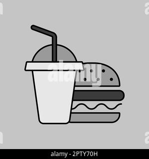 Burger vector grayscale icon. Fast food sign. Graph symbol for cooking ...