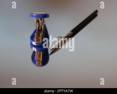 office supplies school staplers clipboards colors practical Stock Photo ...