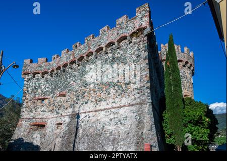 Medieval castle in the village of Levanto, on the Italian Riviera Stock ...