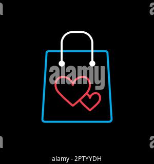 Gist bag with heart vector on black background icon. Graph symbol for ...