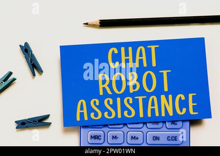 Text caption presenting Chat Robot Assistance. Business idea answers ...