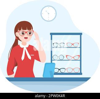 Eye Glasses Store or Optical Shop with Accessories, Optician, Checking ...