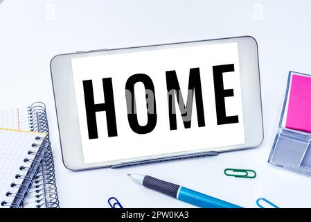 Conceptual caption Home, Word Written on place where one lives ...