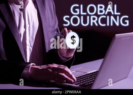 Hand writing sign Global Sourcing. Business overview practice of ...