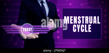 Sign displaying Menstrual Cycle. Concept meaning monthly cycle of ...