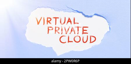 Writing displaying text Virtual Private Cloud, Business showcase ...
