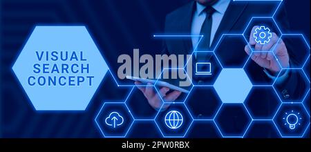 Text sign showing Visual Search Concept, Concept meaning perceptual ...