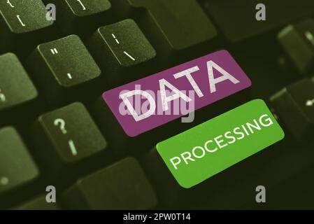 Handwriting text Data Processing, Business showcase collection and manipulation of items of data ...