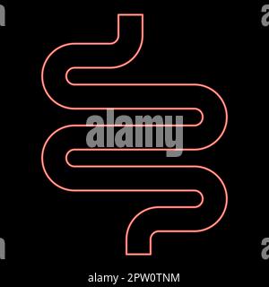 Neon intestine or bowels red color vector illustration image flat style ...