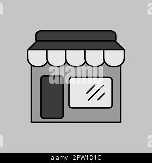 Store front isolated grayscale icon. E-commerce sign. Graph symbol for ...