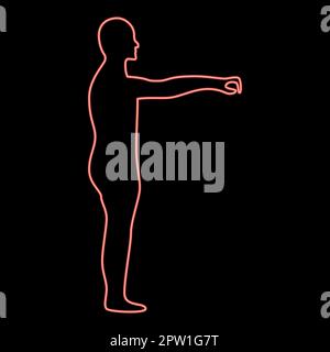 Neon zombie red color vector illustration image flat style light Stock ...