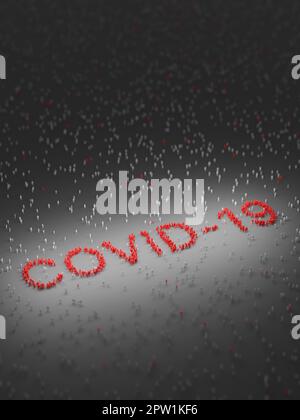 People forming the word "COVID-19" on dark background. Social ...