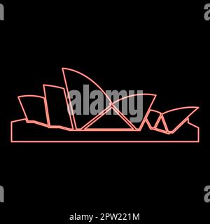 Neon sydney opera house red color vector illustration image flat style ...