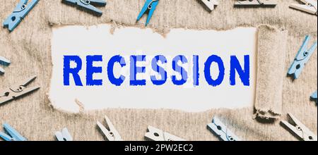 Handwriting text Recession, Business concept the process of progressive decrease in growing ...