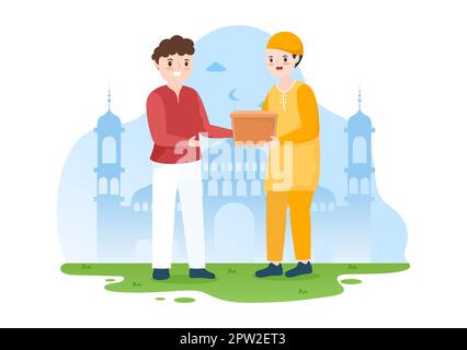 Muslim People Giving Alms, Zakat or Infaq Donation to a Person Who Need ...