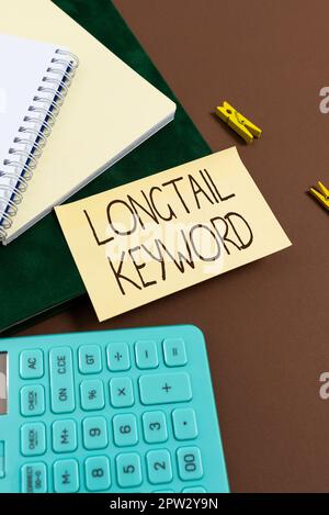 Conceptual caption Longtail Keyword. Business overview search phrases ...