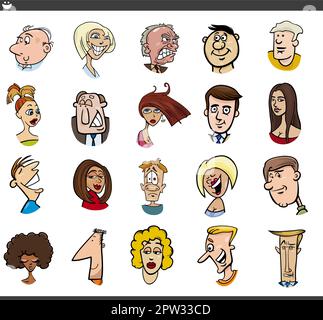 cartoon people characters faces and moods set Stock Vector Image & Art ...