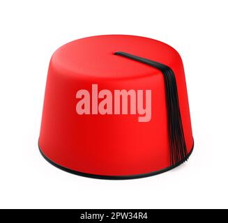 Red Turkish fez on white background Stock Photo - Alamy