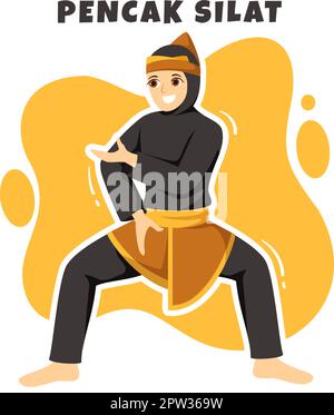 pencak silat vector illustration from indonesia with chibi cartoon ...