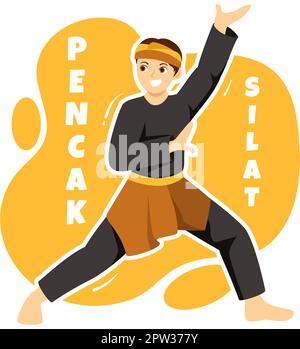 Pencak Silat Sport Illustration with People Pose Martial Artist from ...