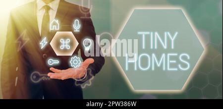 Writing displaying text Tiny Homes. Business idea houses contain one ...