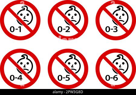 Not suitable for children under 3 years ban sign, warning symbol, Stock ...