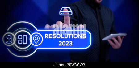 Inspiration showing sign Resolutions 2023, Concept meaning list of ...
