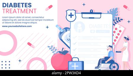 Diabetes Testing Healthcare Social Media Post Flat Cartoon Hand Drawn ...