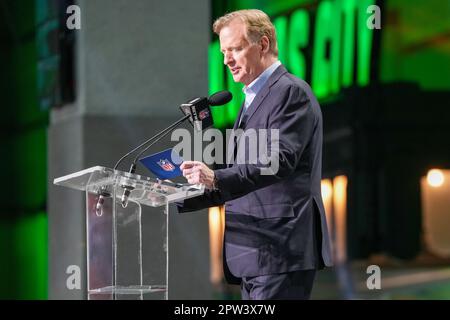 NFL Commissioner Roger Goodell announces a pick on Day 3 of the 2025 ...