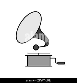Gramophone color vector grayscale icon. Music sign. Graph symbol for ...