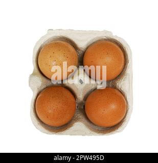 four eggs in a carton box on the transparent background Stock Photo - Alamy