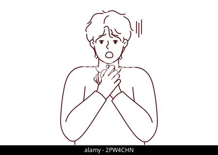 Shocked young man feel surprised and astonished with unbelievable news ...