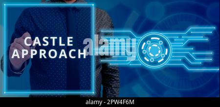 Handwriting text Castle Approach, Concept meaning Fortified place built ...