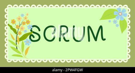 Hand writing sign Scrum, Business approach handwriting as distinct from print written characters ...
