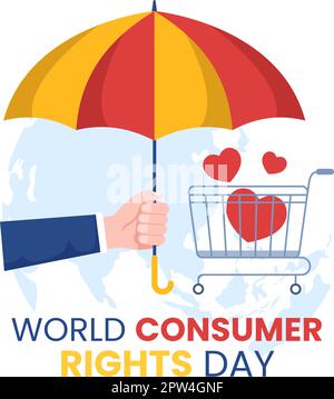 World Consumer Rights Day Illustration with Shopping, Bags and Needs of ...