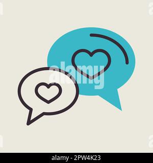 happy valentines day speech bubbles with hearts block and line style ...