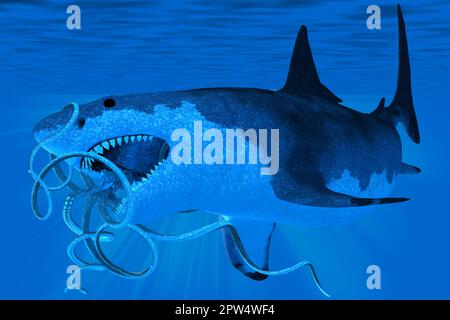 Underwater a massive Megalodon shark tries to eat a giant Octopus ...