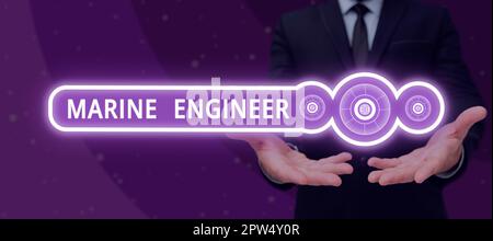 Text showing inspiration Marine Engineer, Concept meaning incharge with ...