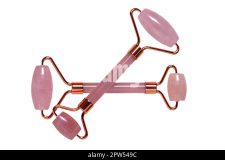 Gua Sha massage tools. Close-up of two jade facial roller or beauty ...